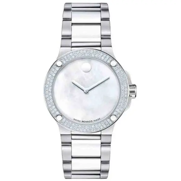 Movado Women’s Quartz Swiss Made Silver Stainless Steel Mother of Pearl ...