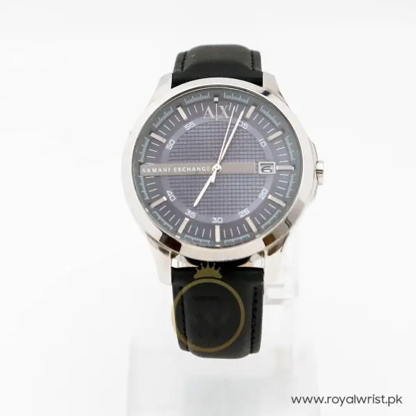 Armani Exchange Men’s Quartz Black Leather Strap Grey Dial 46mm Watch ...