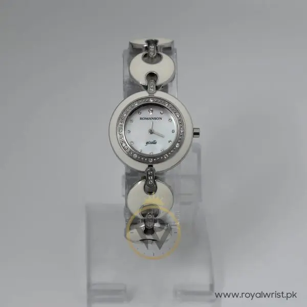 Romanson Women’s Swiss Made Quartz Silver Stainless Steel Mother Of ...