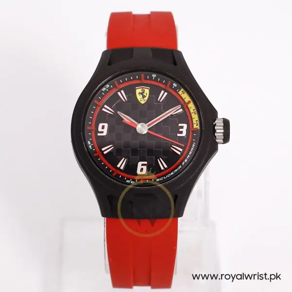 Ferrari Men’s Quartz Red Silicone Strap Black Dial 38mm Watch 820002 ...