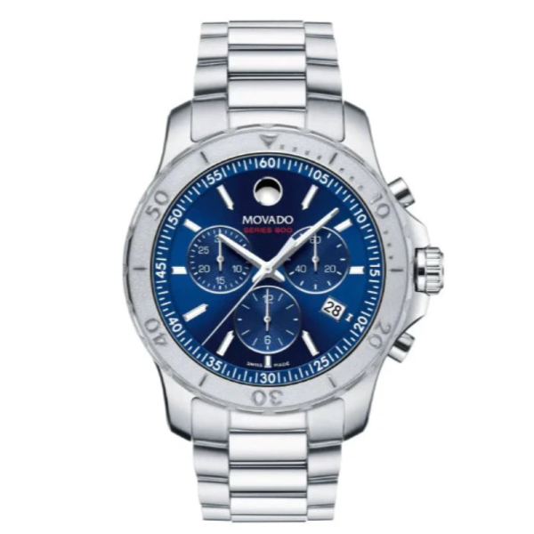 Movado Men’s Swiss Made Quartz Silver Stainless Steel Blue Dial 42mm ...