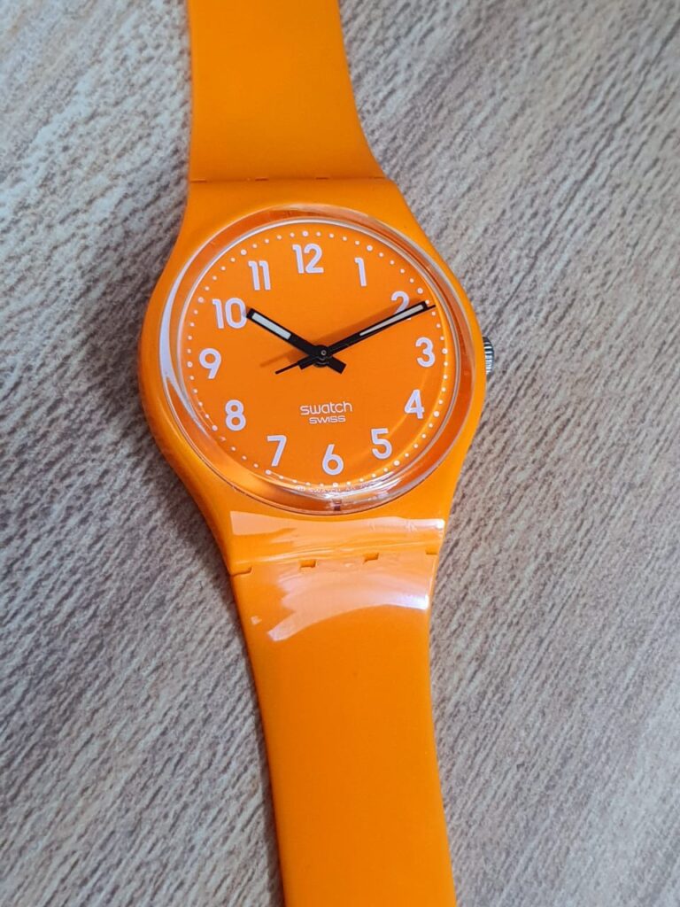 Swatch Women's/Girl's Swiss Made Quartz Orange Dial 30mm Watch GO105 ...