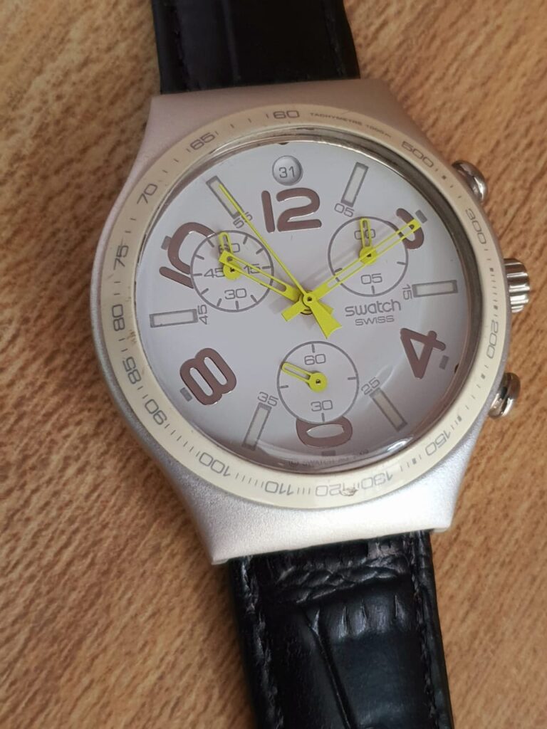 Swatch Men’s Chronograph Swiss Made White Dial 40mm Watch YCS4051 ...