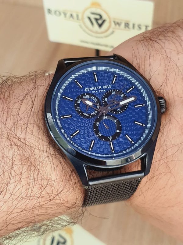 Kenneth Cole New York Men’s Quartz Stainless Steel Blue Dial 46mm Watch ...