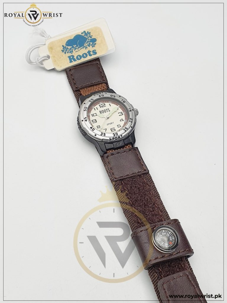Roots Kid's Quartz Fabric Strap Off White Dial 30mm Watch - Royalwrist.pk