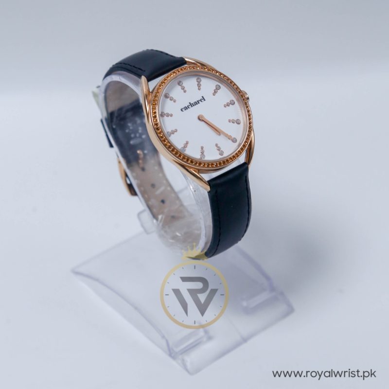 Cacharel Women's Quartz Black Leather Strap White Dial 36mm Watch ...
