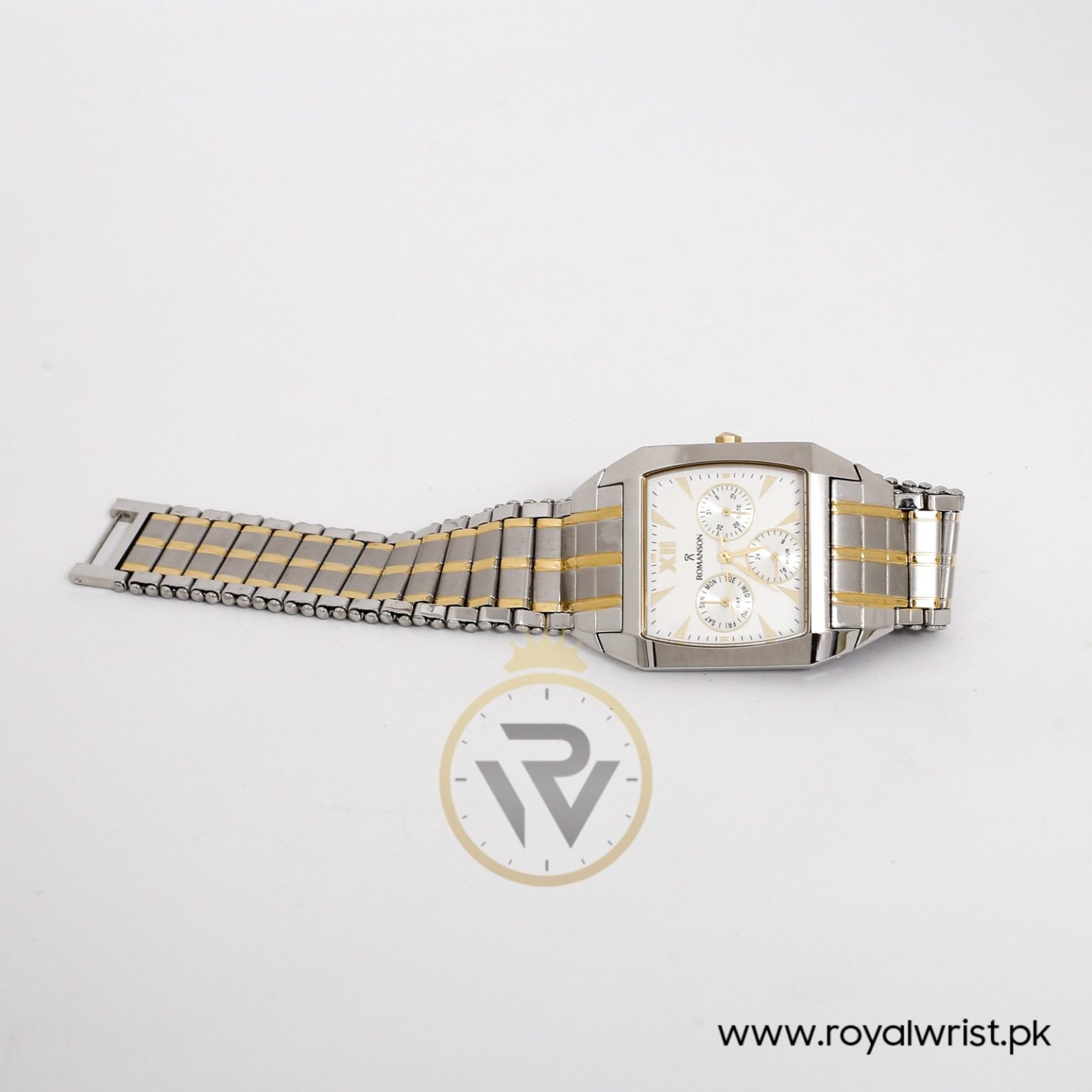 Romanson Men’s Swiss Made Quartz Two-tone Stainless Steel Off-White ...