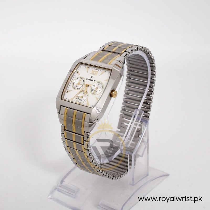 Romanson Men’s Swiss Made Quartz Two-tone Stainless Steel Off-White ...