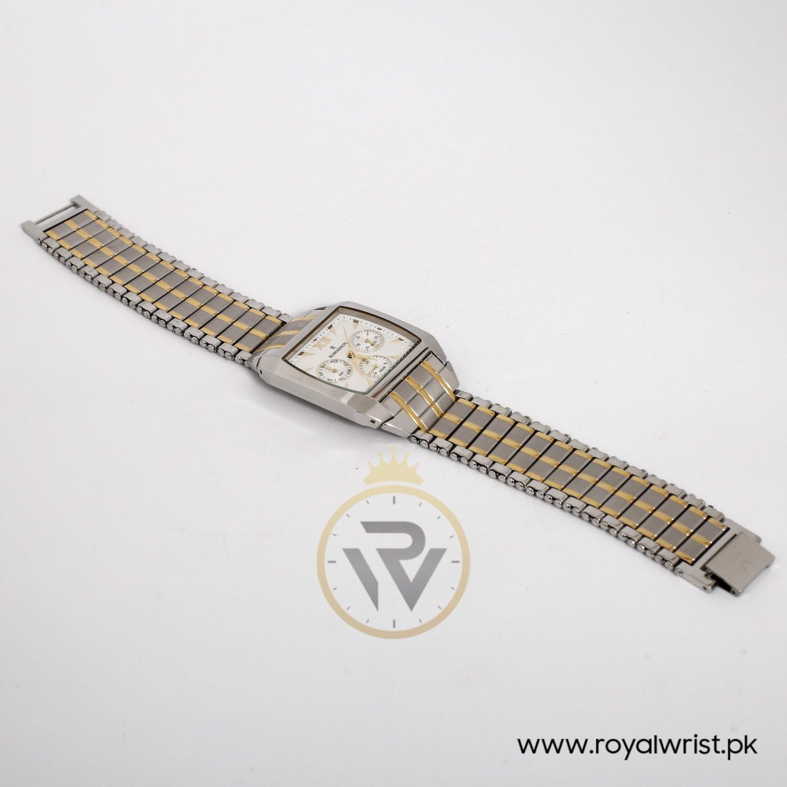 Romanson Men’s Swiss Made Quartz Two-tone Stainless Steel Off-White ...