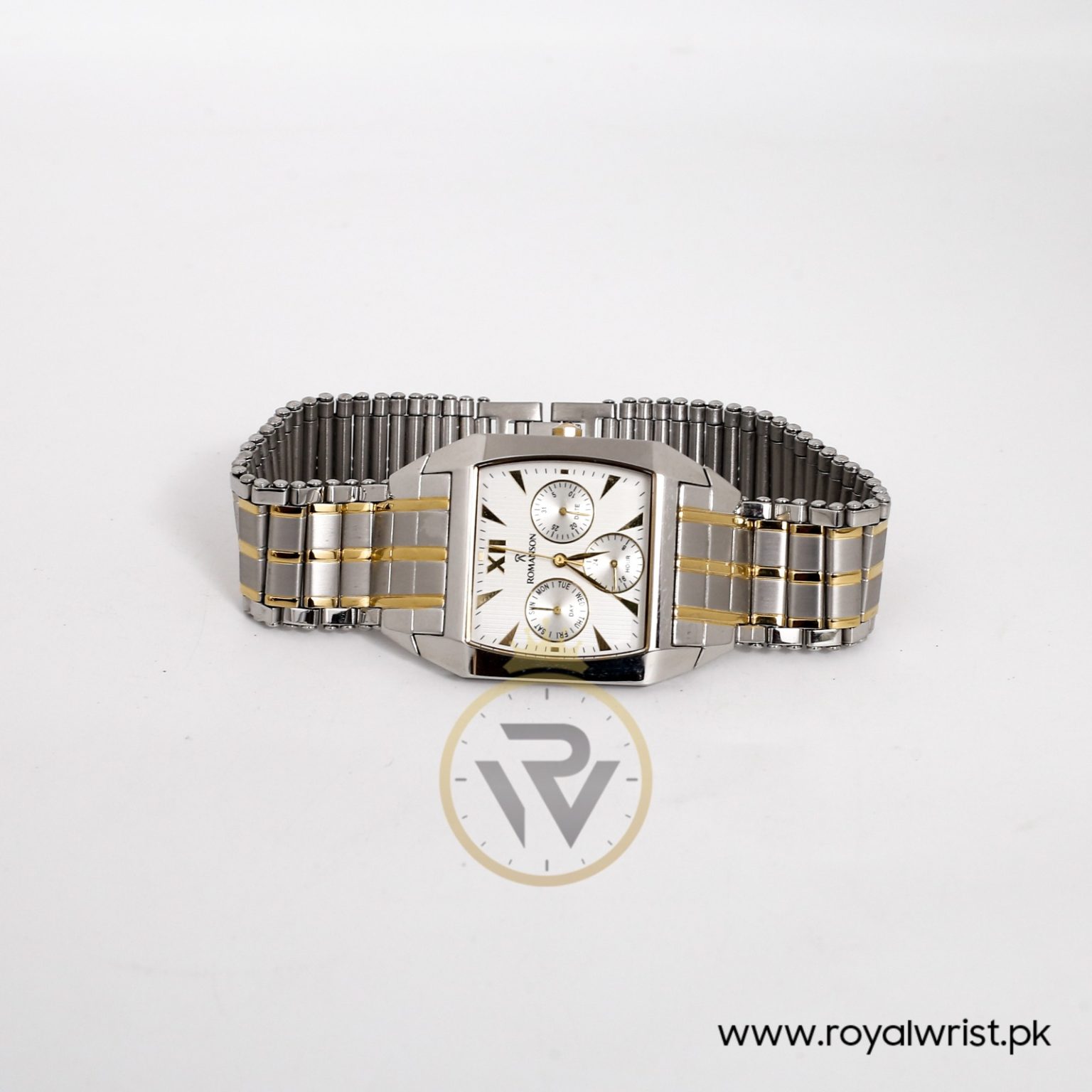 Romanson Men’s Swiss Made Quartz Two-tone Stainless Steel Off-White ...
